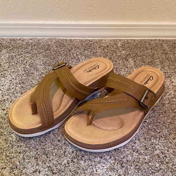 Clarks | Shoes | Clarks Collection Brynn Madi Flat Sandal Light Tan ...